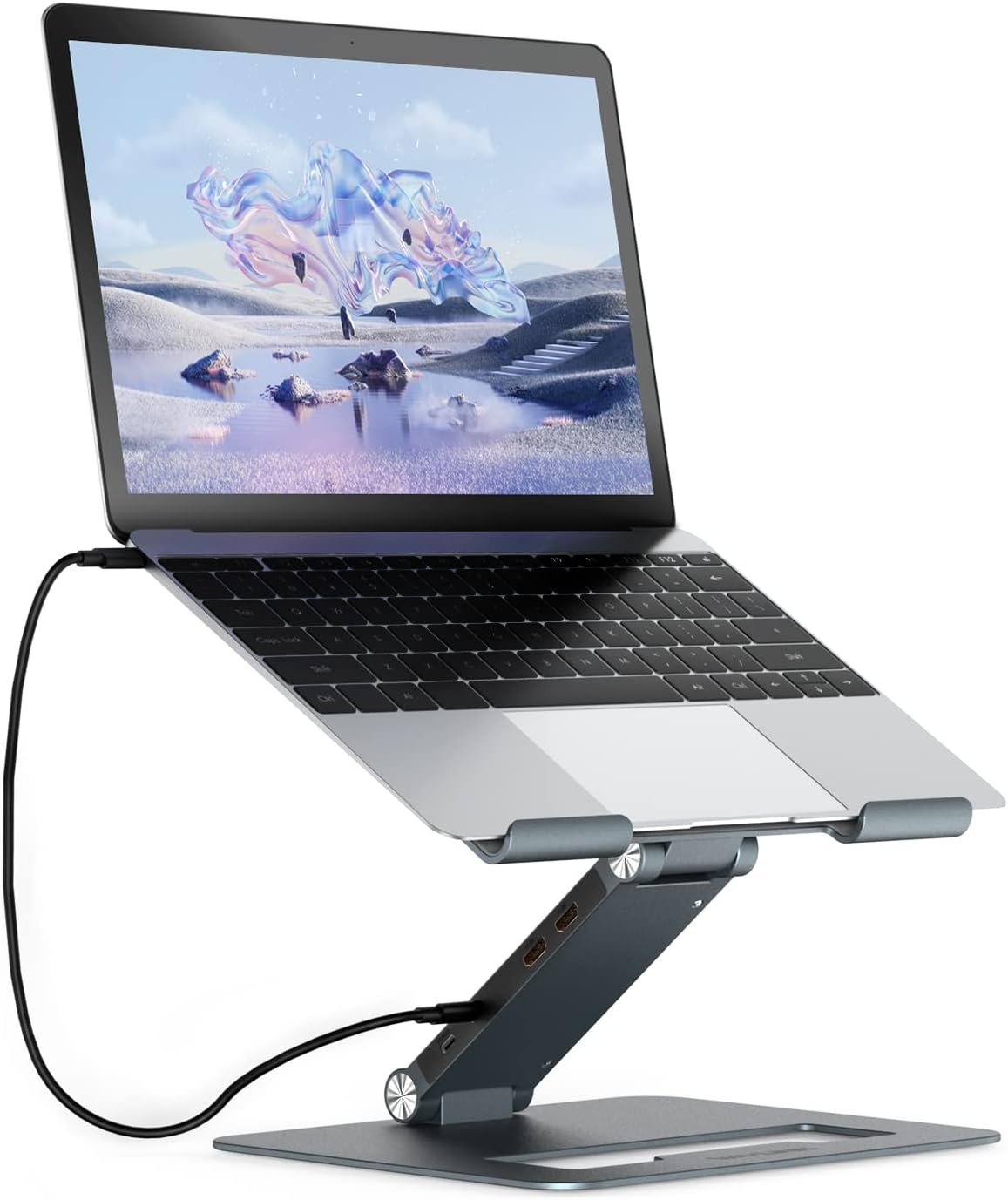 Amazon.com: WAVLINK Adjustable Aluminum Laptop Stand with USB C Dock ...
