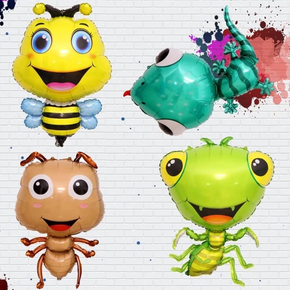 4 Pcs Insect Balloons Animal Cute Bee Gecko Snail Mantis Insect Balloon ...