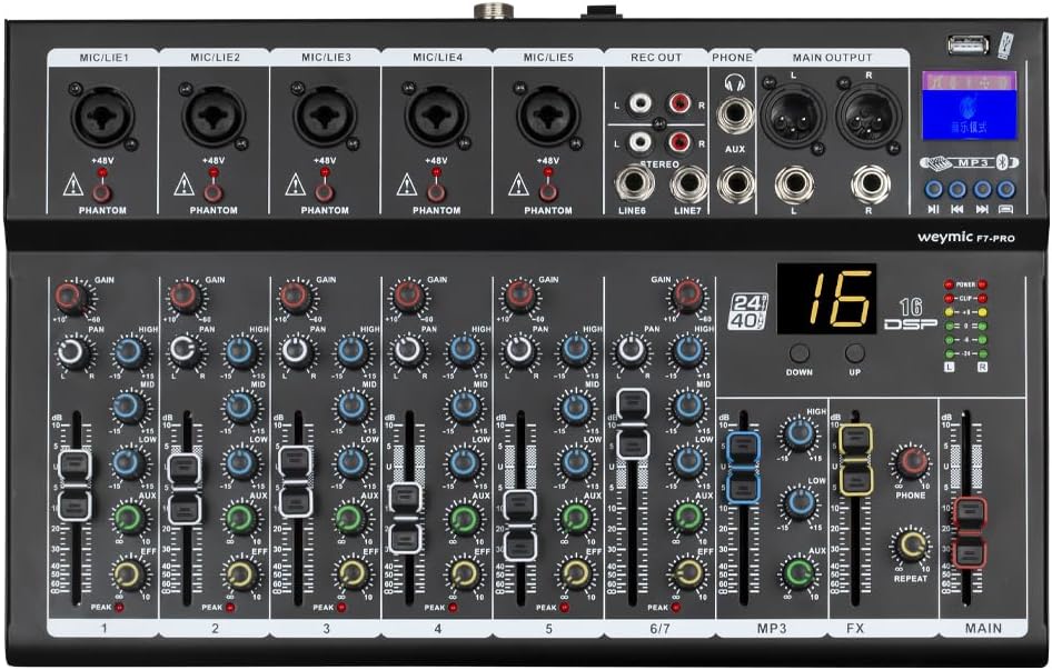 Weymic F7-Pro Professional Mixer | 4-Channel 2-Bus Mixer/w USB Audio ...