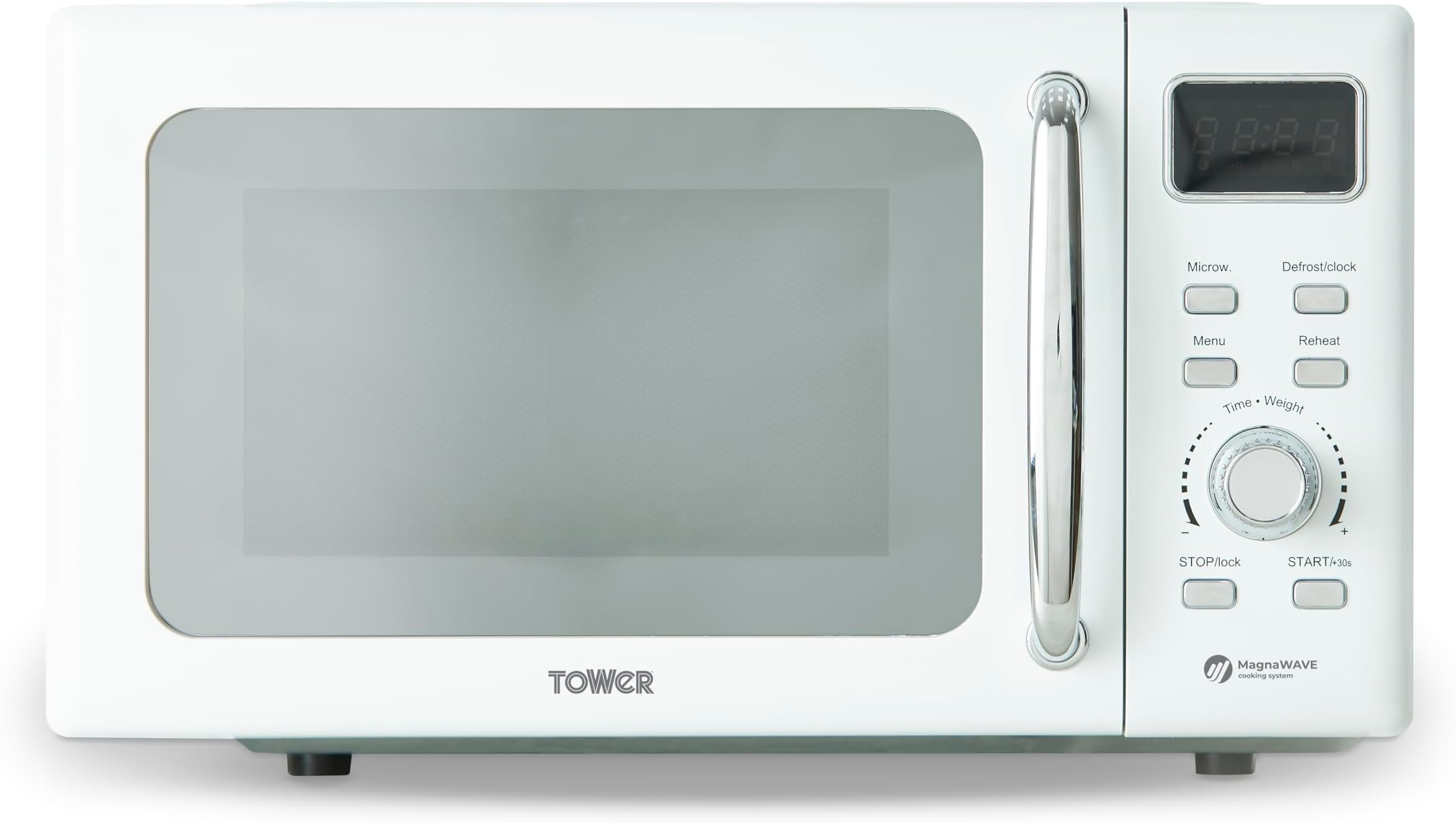 Tower T24041WHT Digital Microwave with Sleek Mirror Door, 800W, 20L ...