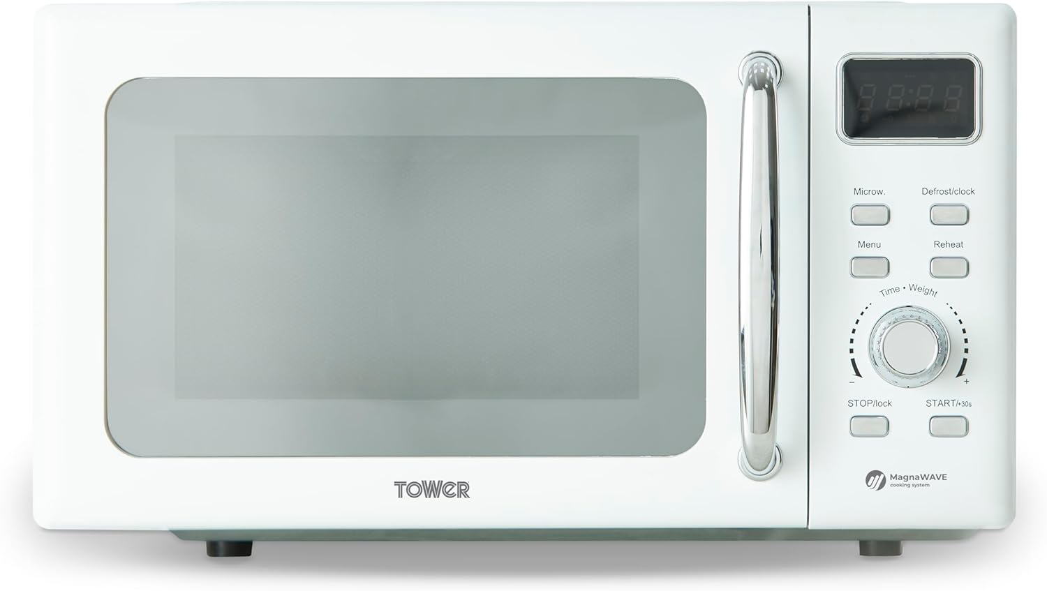 Tower T24041WHT Digital Microwave with Sleek Mirror Door, 800W, 20L ...