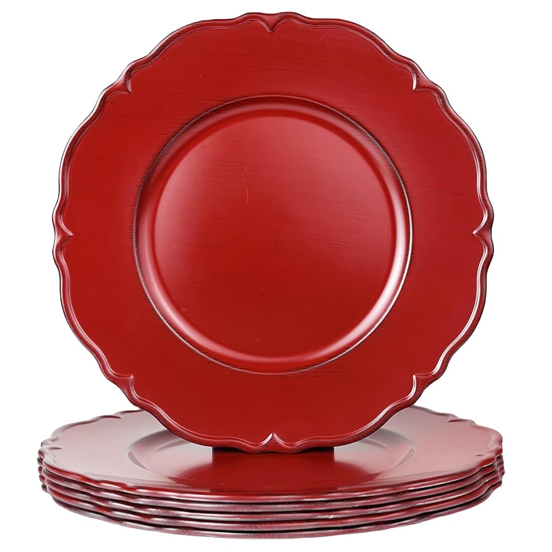 Amazon.com | UOEKCS Antique Red Charger Plates Set of 6, 13" Plate ...