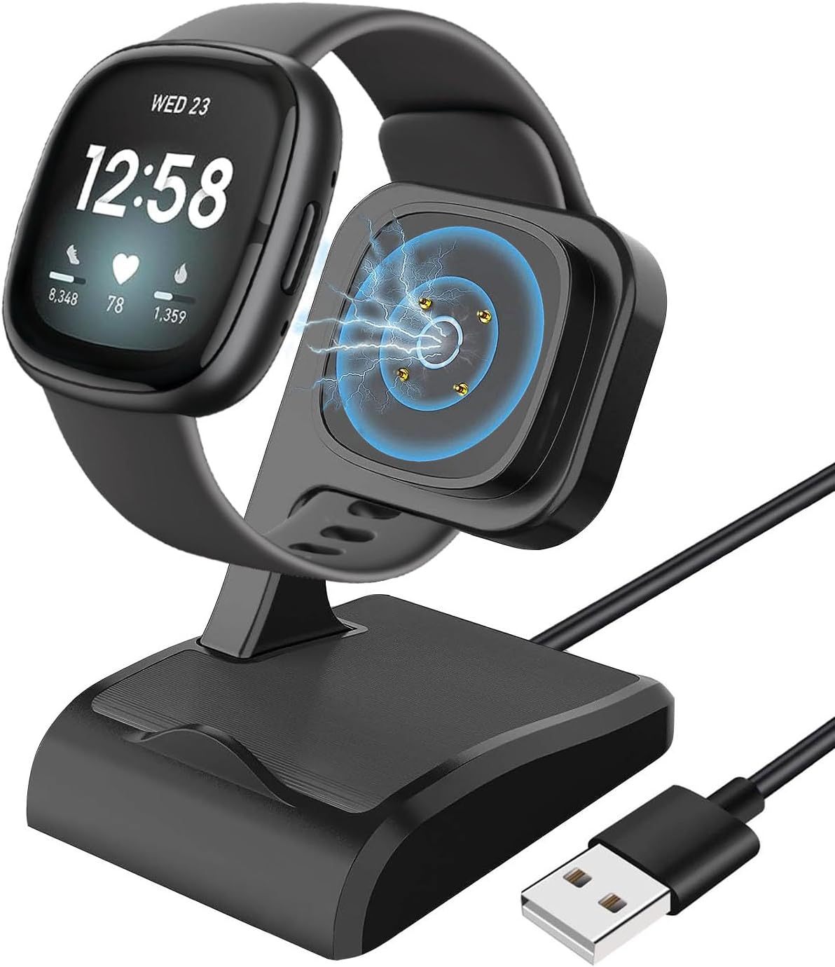 Amazon.com: Charger Dock Compatible with Fitbit Sense/Sense 2/Versa 3 ...