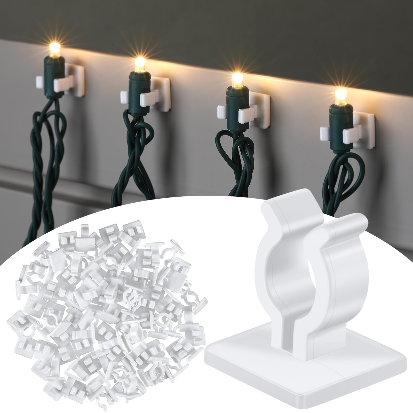 Amazon.com: Menkxi Adhesive Mini Light Clip Mini Wall Clips for Hanging ...