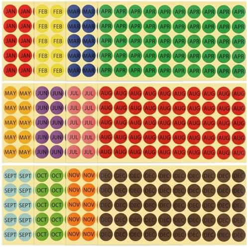 Amazon.com : 12 Rolls 1 Inch Round Month Labels, 12 Months of The Year ...