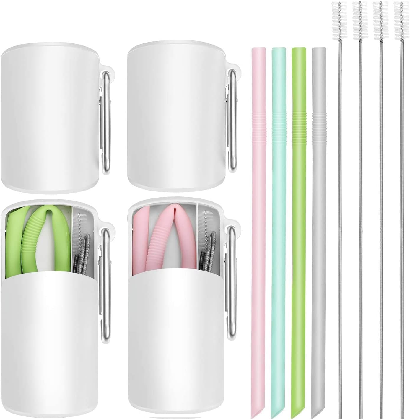 Amazon.com: DLCHS Reusable Straws with Case 4 Packs Silicone Straws ...