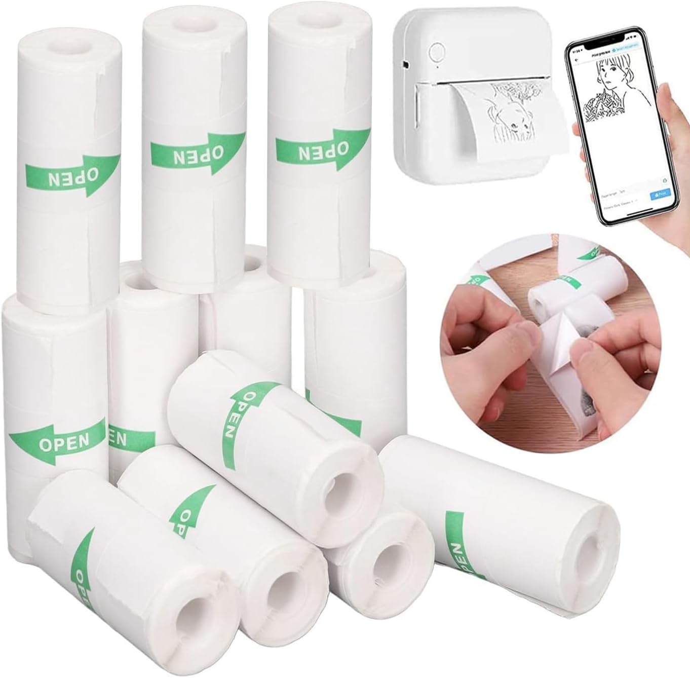 15 Rolls Mini Printer Sticker Paper, BetterJonny 57 x 25 mm Self ...