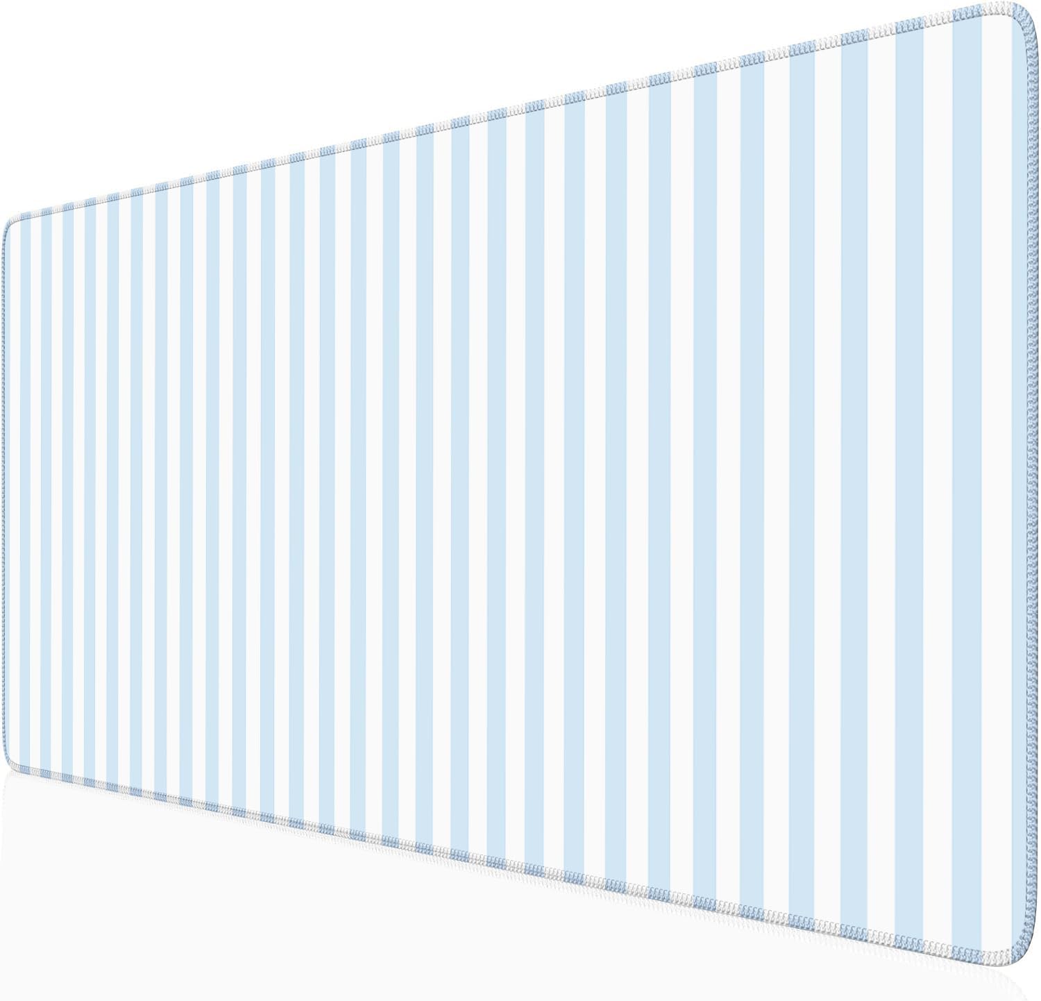 Amazon.com : ohisxiacy Blue Striped Desk Mat Cute Pastel XXL Large ...