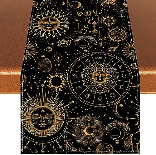 Amazon.com: Linen Moon Table Runner Mystical Tablecloth Boho Astrology ...