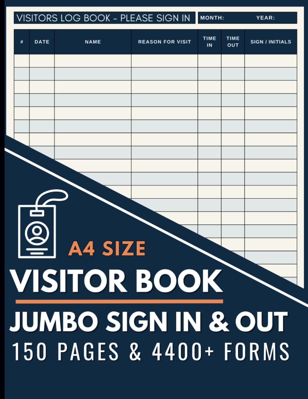 Amazon.com: Visitor Register Book Sign In and Out: Jumbo A4 150 Page ...