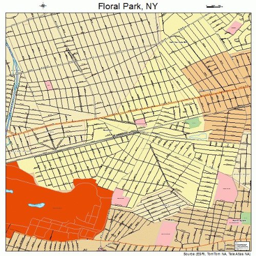 Large Street & Road Map of Floral Park, New York NY - Printed poster ...