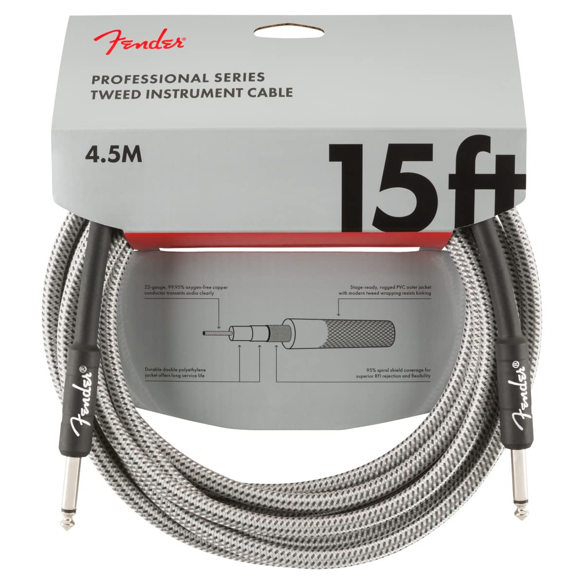 Amazon.com: Fender Professional Series Tweed Instrument Cable, Guitar ...