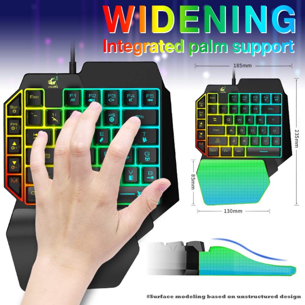ZIYOU LANG One Hand Gaming Keyboard and Mouse Combo, 39 Keys PUBG ...