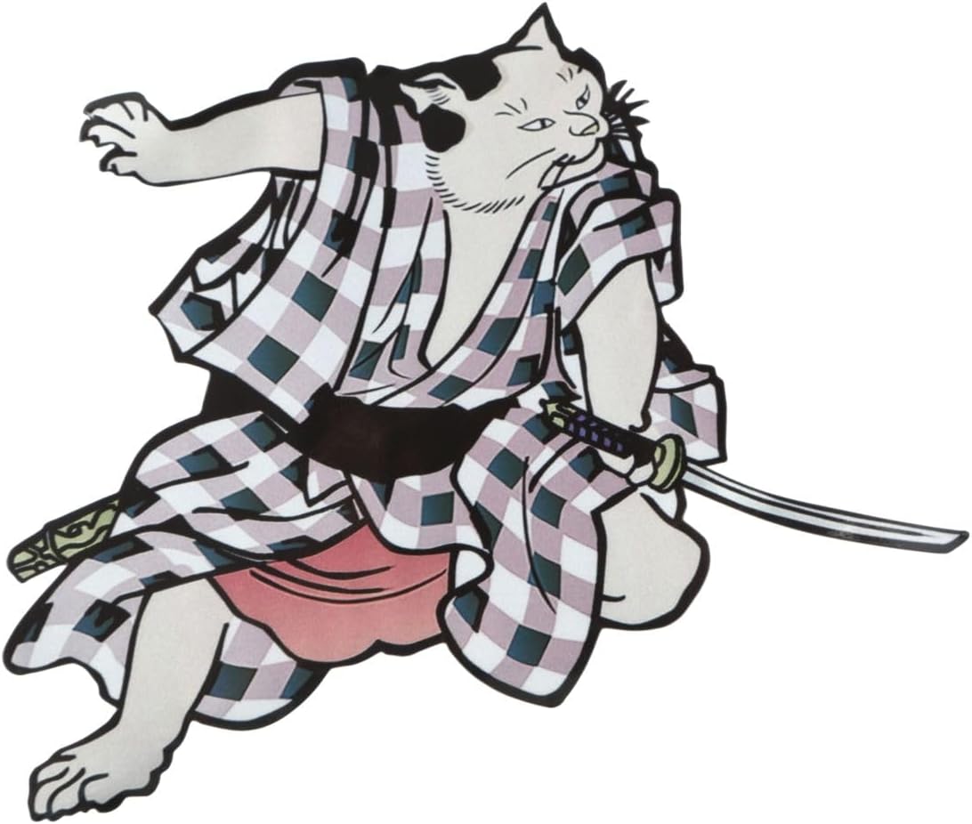 Amazon.co.jp: 猫侍 マグネットステッカー 浮世絵デザイン 車用 カーステッカー 防水 屋外対応 15cm×21cm 車用 ...