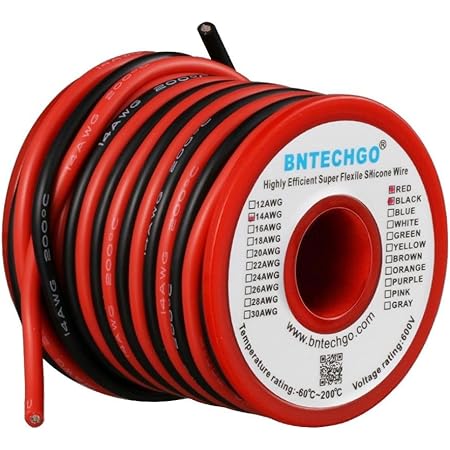 14 awg Silicone Electrical Wire 2 Conductor Parallel Wire line 50ft [Black 25ft Red 25ft] 14 ...