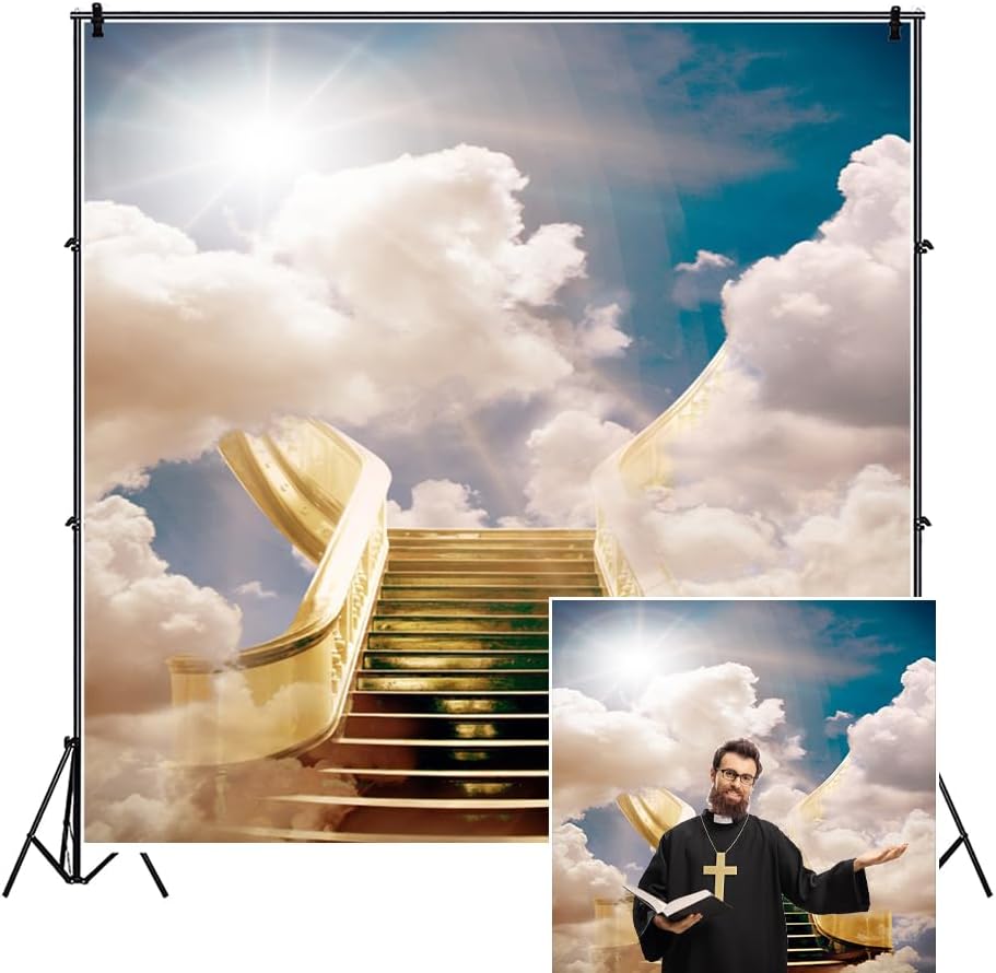 Amazon.com : DORCEV 6x6ft Heaven Sent Backdrop Stairway to Heaven ...