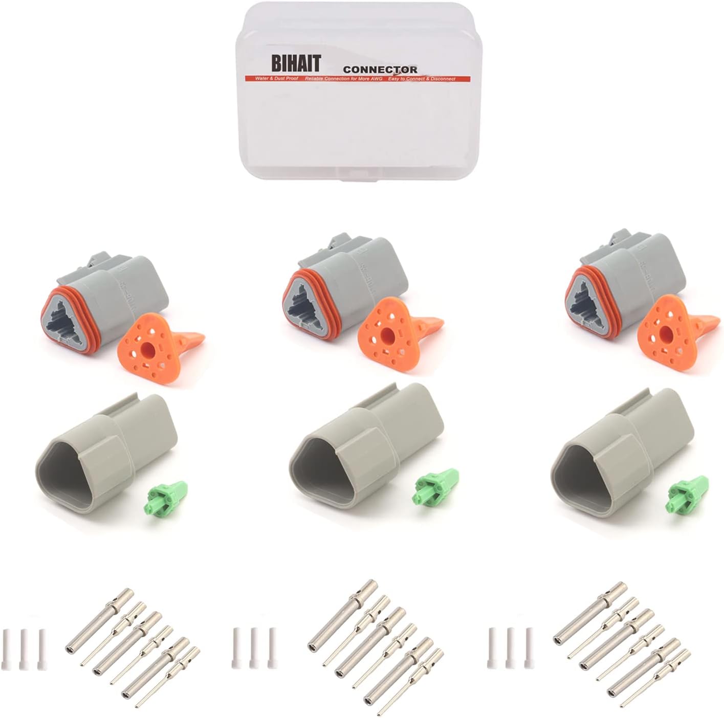 Amazon.com: Deutsch DT Connector Kit with 3 Pin Gray IP67 Waterproof ...