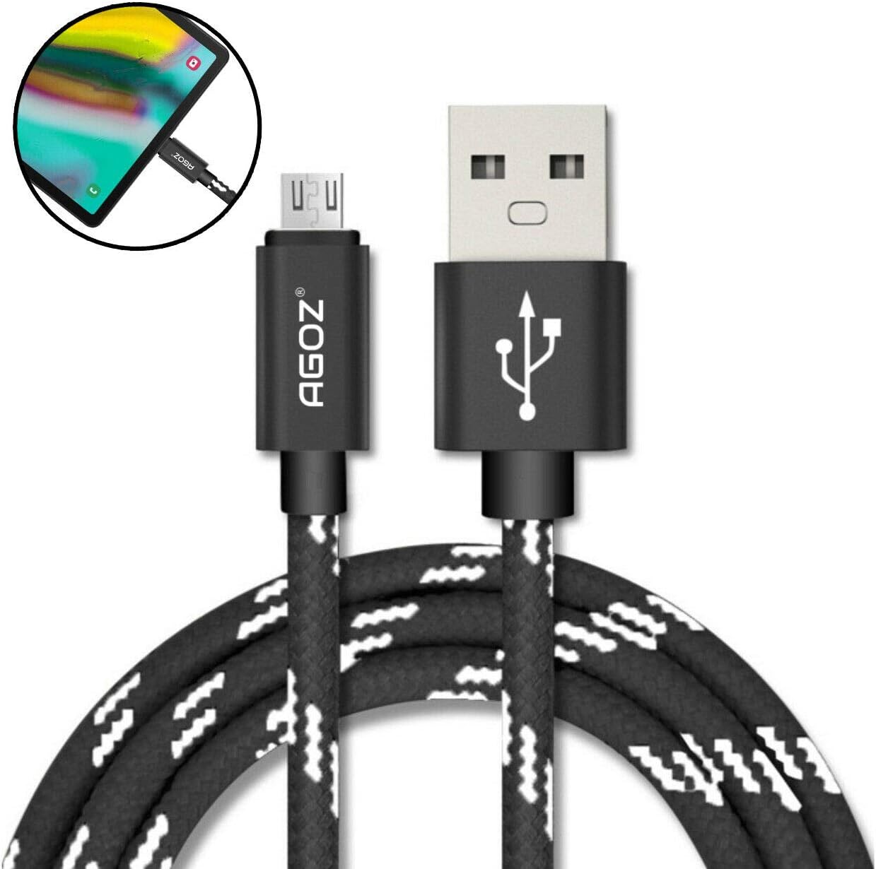 AmazonBasics Câble de charge USB 2.0 A mâle vers Micro B, 1,8 m, noir ...