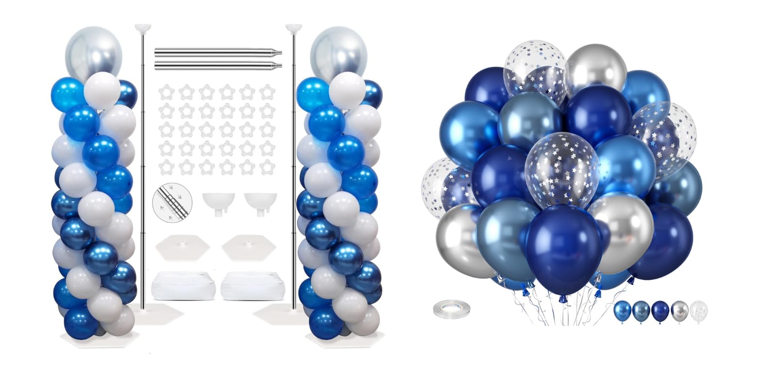 Amazon.com: Paready Silver Balloon Column Stand Kit and 35pcs Blue ...