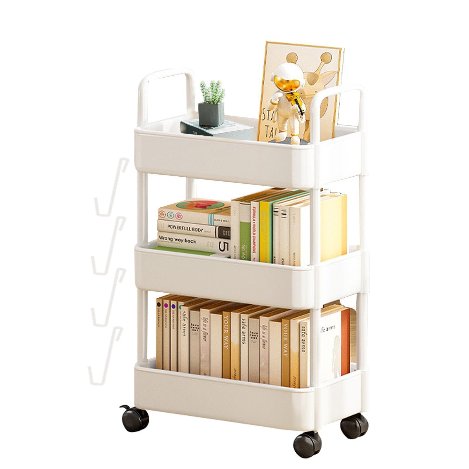 Rolling Book Cart | Storage Trolley Book Cart - 3/4 Tier Rolling Shelf ...