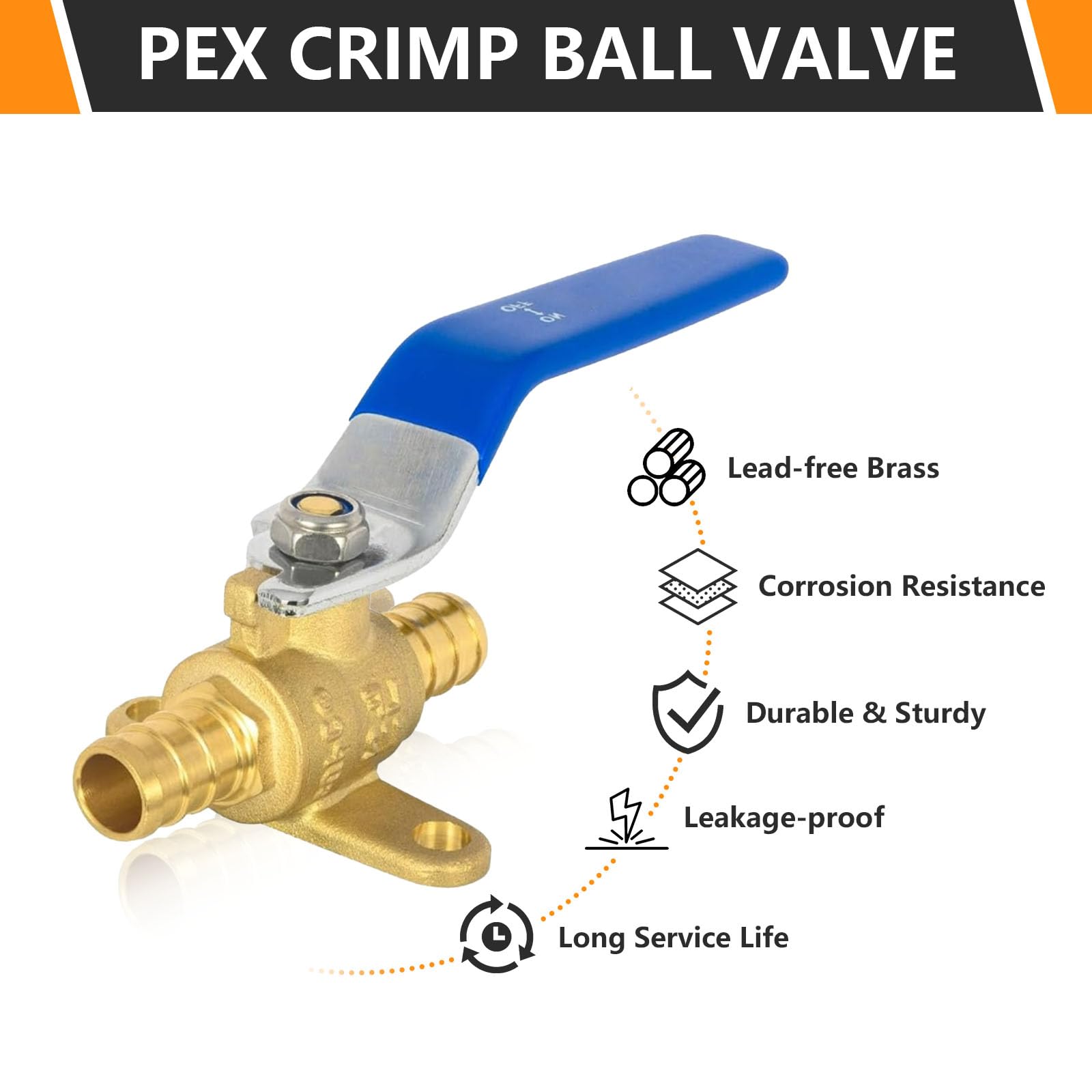 Snapklik.com : 5-PCs HeSun 1/2-Inch PEX Ball Valves