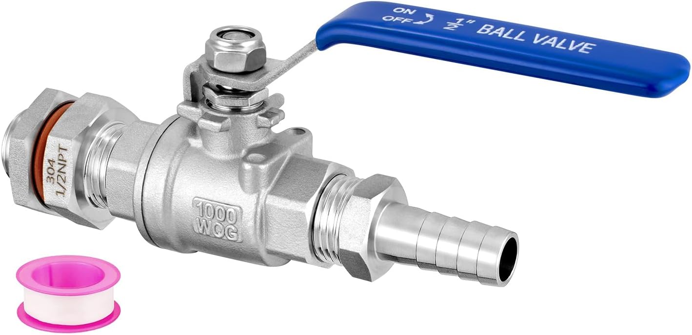 Amazon.com: 1/2 Inch NPT home brew bulkhead weldless ball valve ...