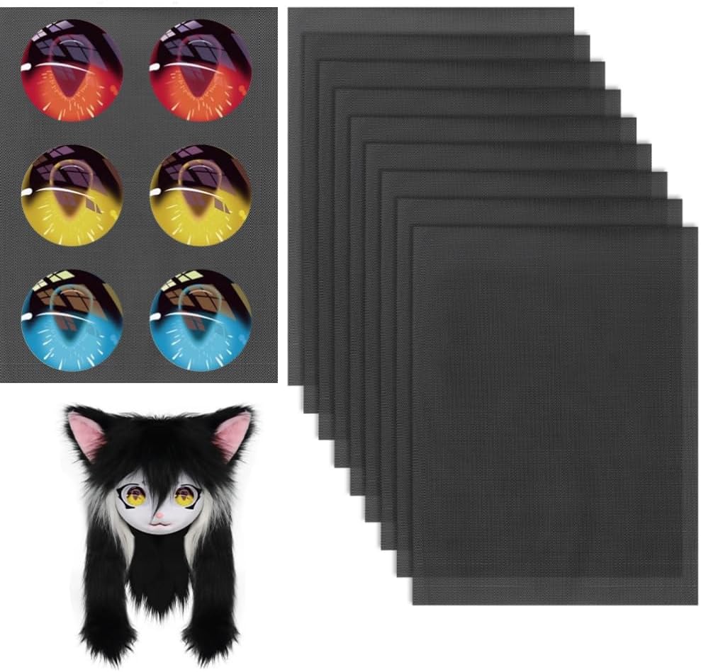 Amazon.com: BENECREAT 10 Sheets Fursuit Eye Mesh, 11.8x8.6inch Black ...