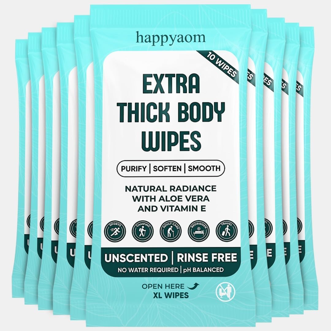 Amazon.com: Body Wipes (10 Packs) 100 XL Shower Wipes Ultra Thick Aloe ...