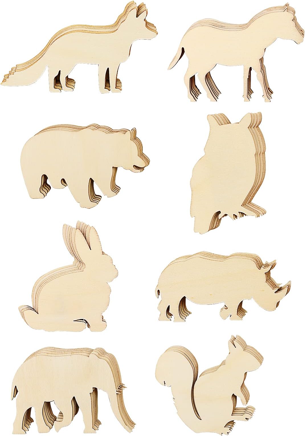 Amazon.com: Sewroro 30pcs Unfinished Wooden Cutouts DIY Animal Wood ...