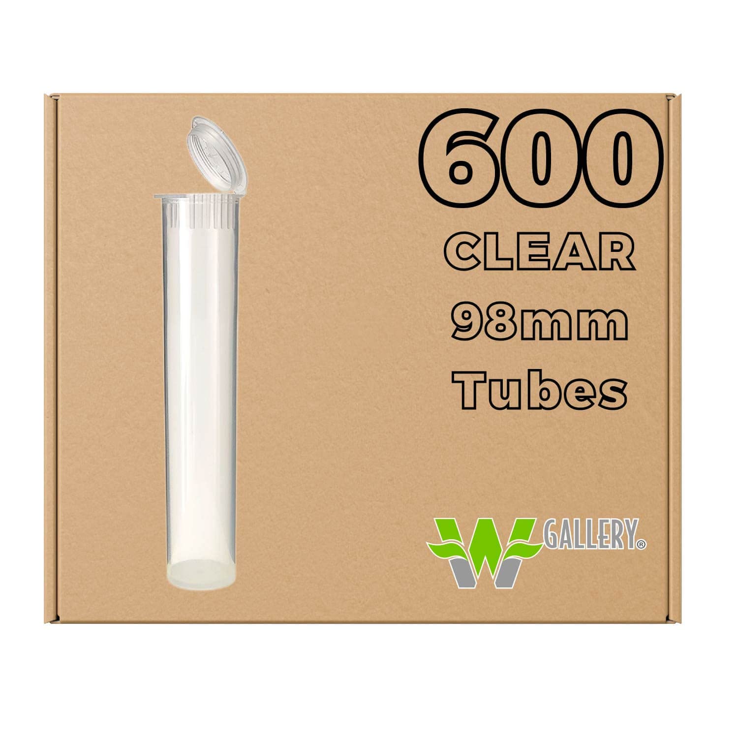 Amazon.com: W Gallery 600 Clear 98mm Open Cap Pop Top Tubes - Airtight ...
