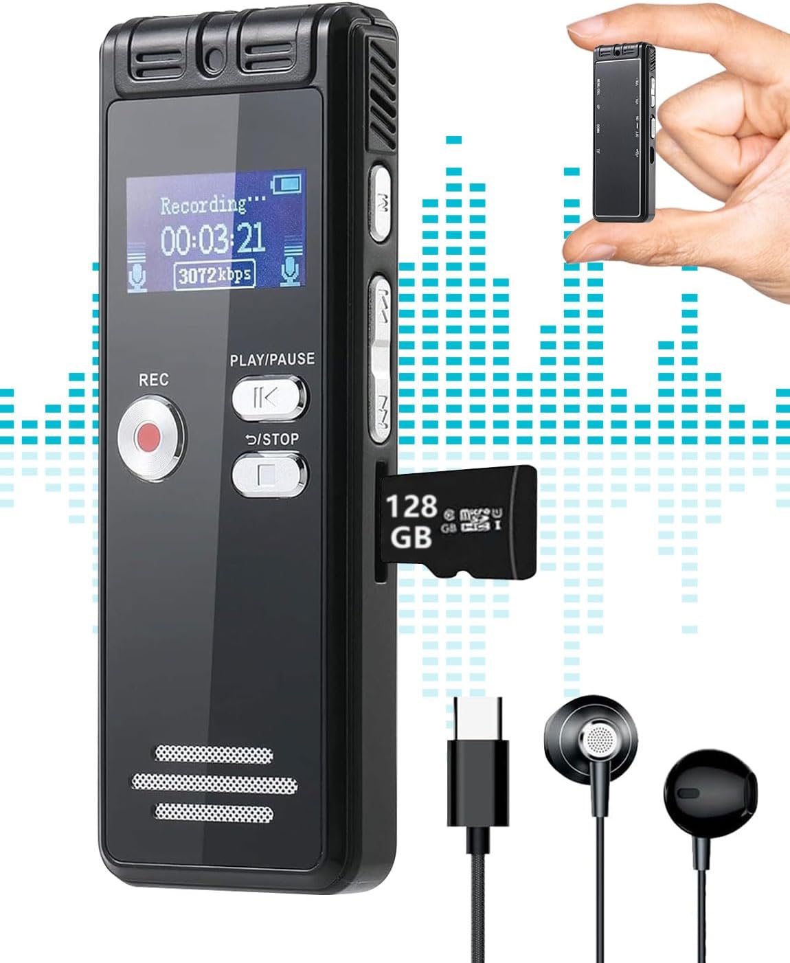 Amazon.com: Fikyra 64GB Professional Digital Voice Recorder with ...