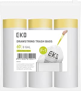Amazon.com: EKO 8 Gallon / 30.3 Liter, 60 Count Drawstring Trash Bags ...