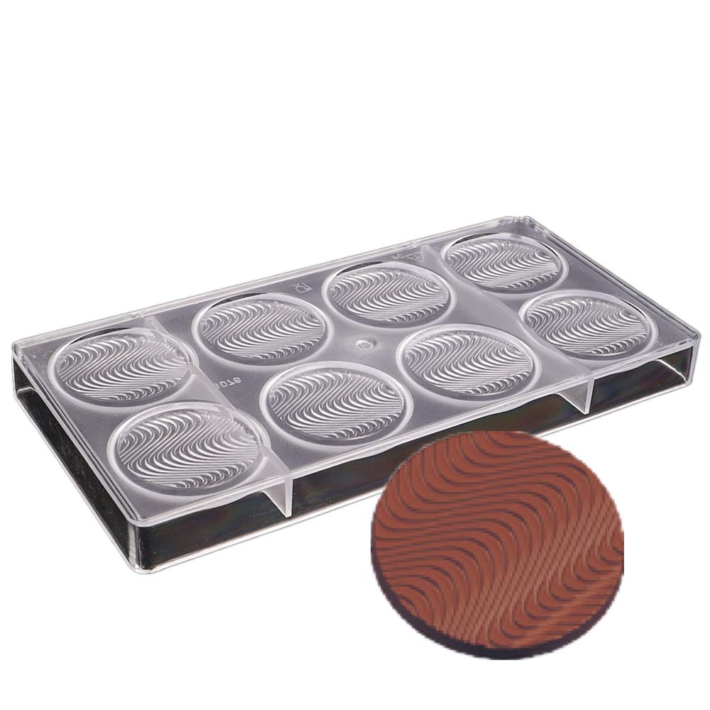 8 cavities fluted wavy thin round cube shape polycarbonate PC chocolate ...