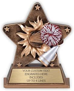 Amazon.com : Cheer Trophy with Pom Pom and Spirit Cone - Customized ...
