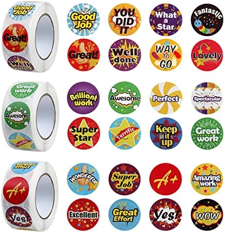 1500PCS Reward Stickers, ZTMY School Stickers 3 Roll Motivational ...