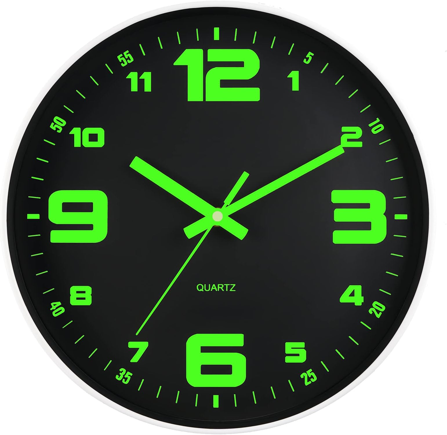 Plumeet Luminous Wall Clocks - 12'' Non-Ticking Silent Wooden Clock ...