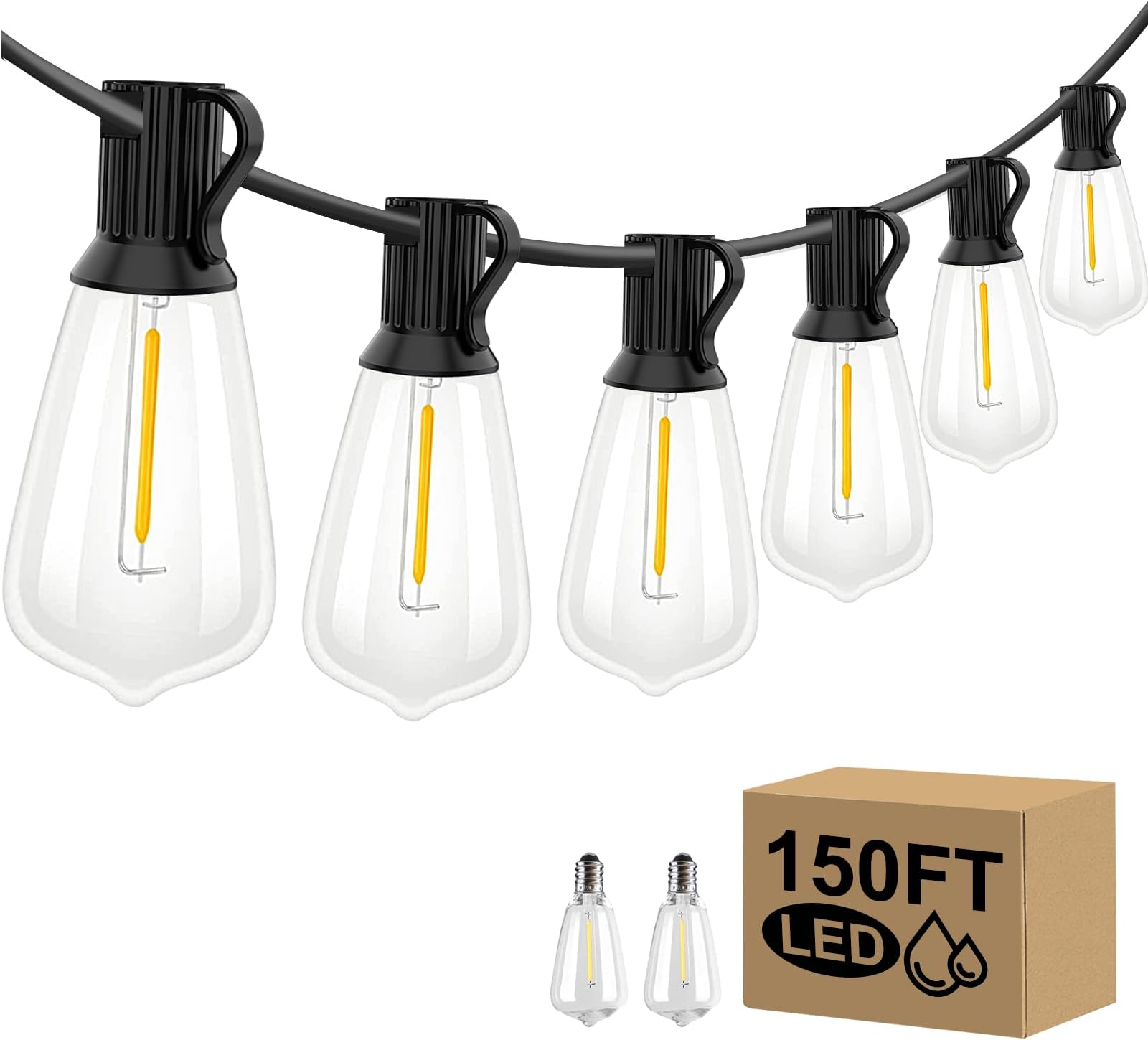 Amazon.com: TUUANA 150FT Outdoor String Lights ST38 Patio Lights with ...