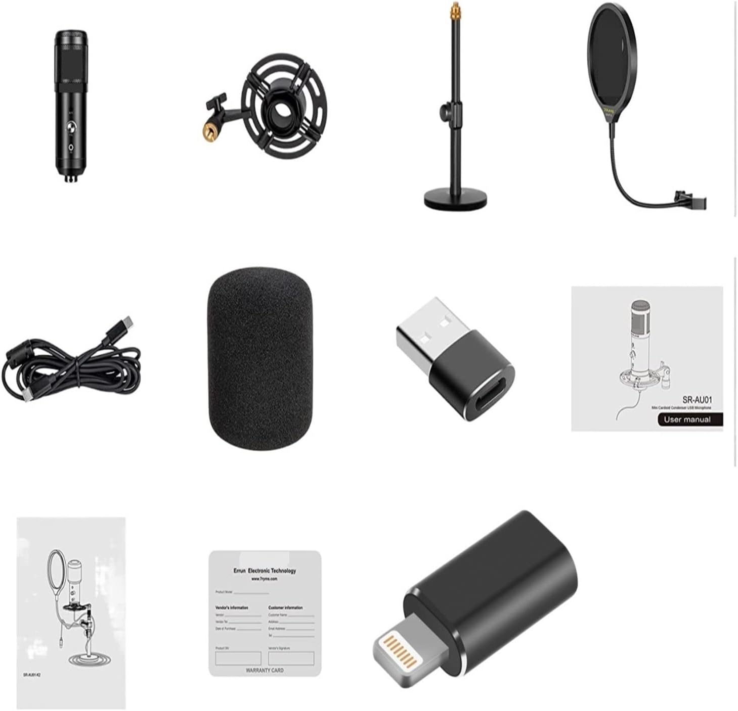 Amazon.com: GGGUOJINN Condenser USB Microphone PC Microphone Kit with ...