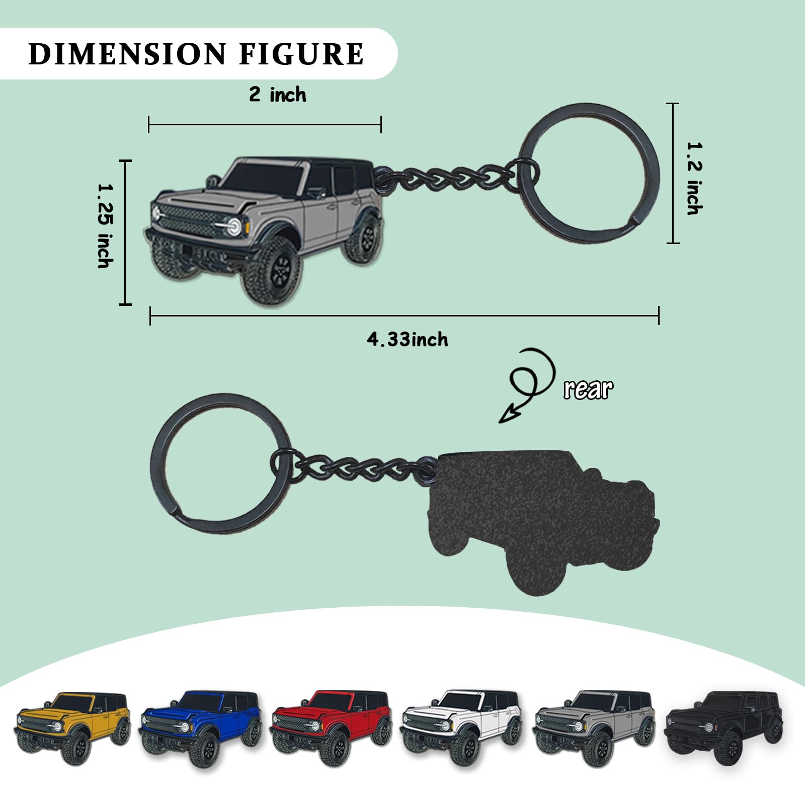 Snapklik.com : Glahorse For Ford Bronco Keychain4 Door Metal Keychain ...