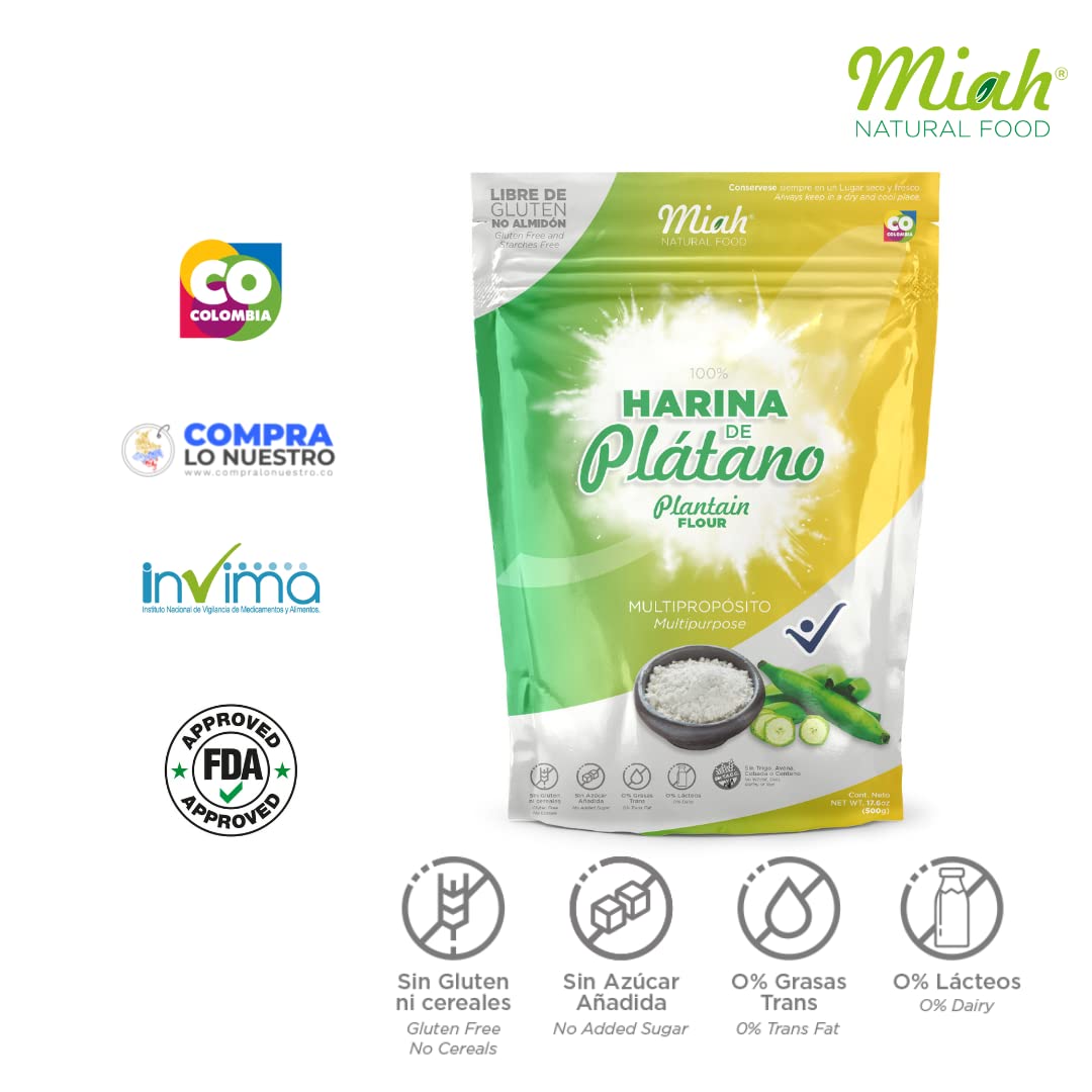 Miah Natural Food Harina de plátano 1 libra harina sin gluten multiusos ...