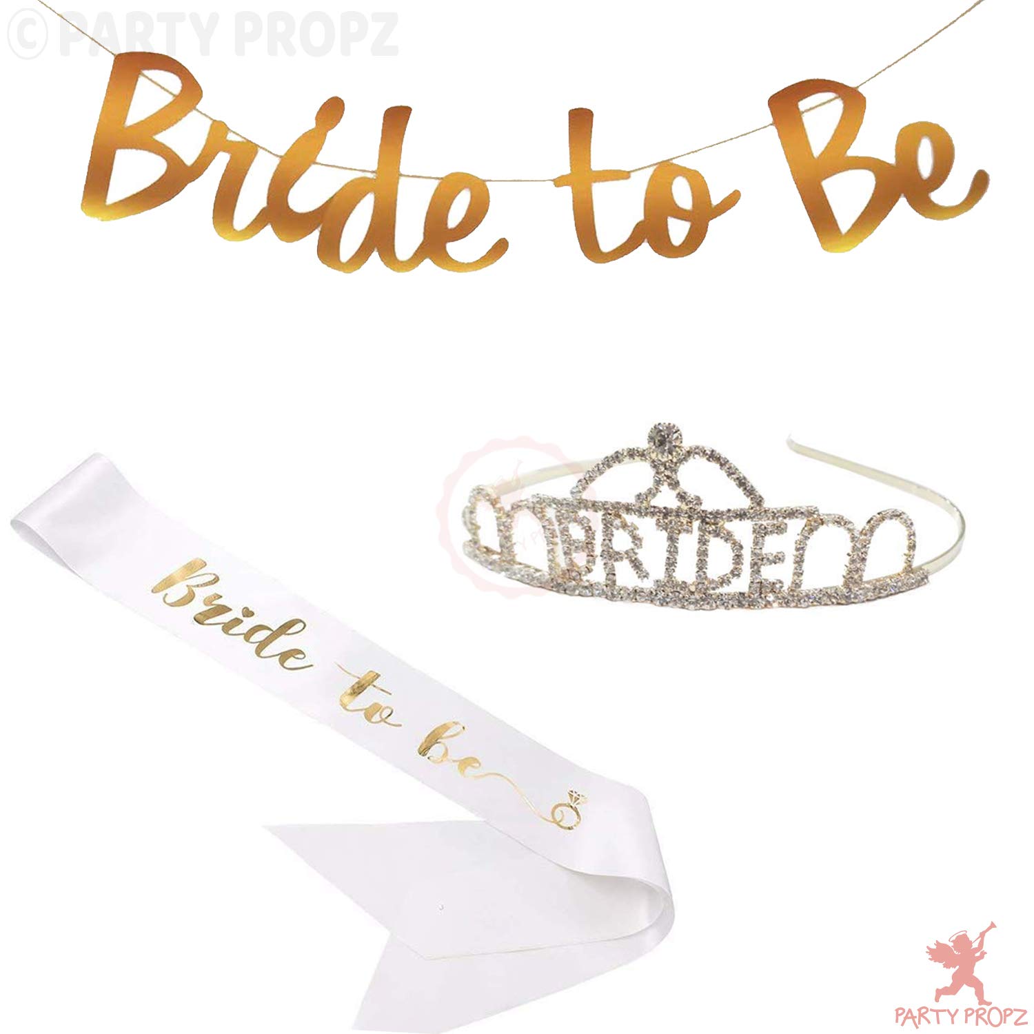 Buy Party Propz Bride to Be Banner + Sash + Tiara Crown Combo for ...