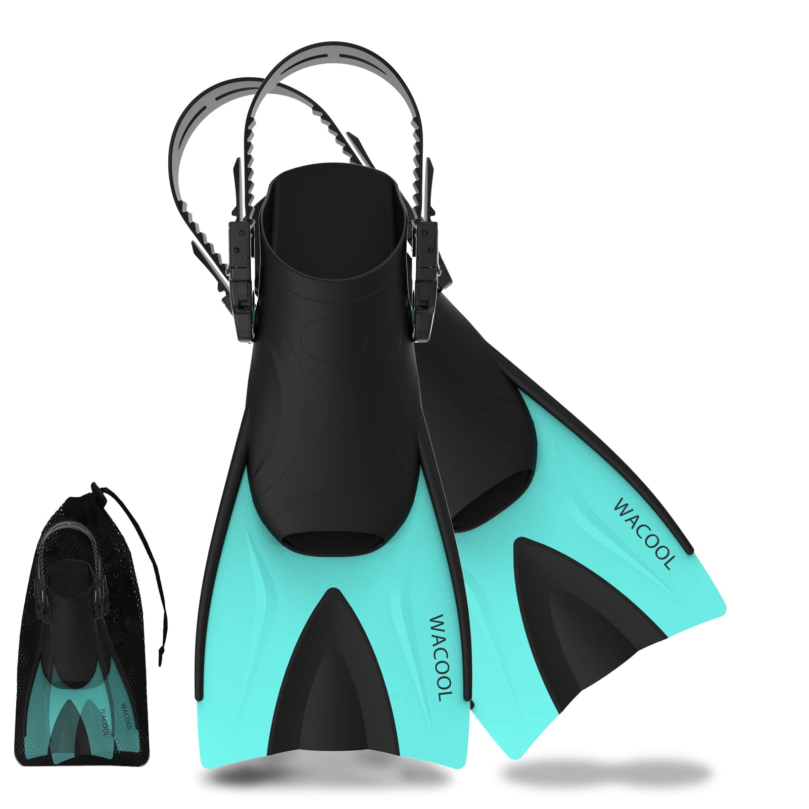 WACOOL Adult Short Light Adjustable Travel Size Fins Short Blade Fins ...