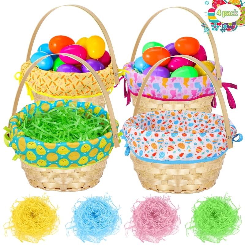 Amazon.com: digi Easter baskets for kids, 4Pcs Easter Bamboo Basket ...