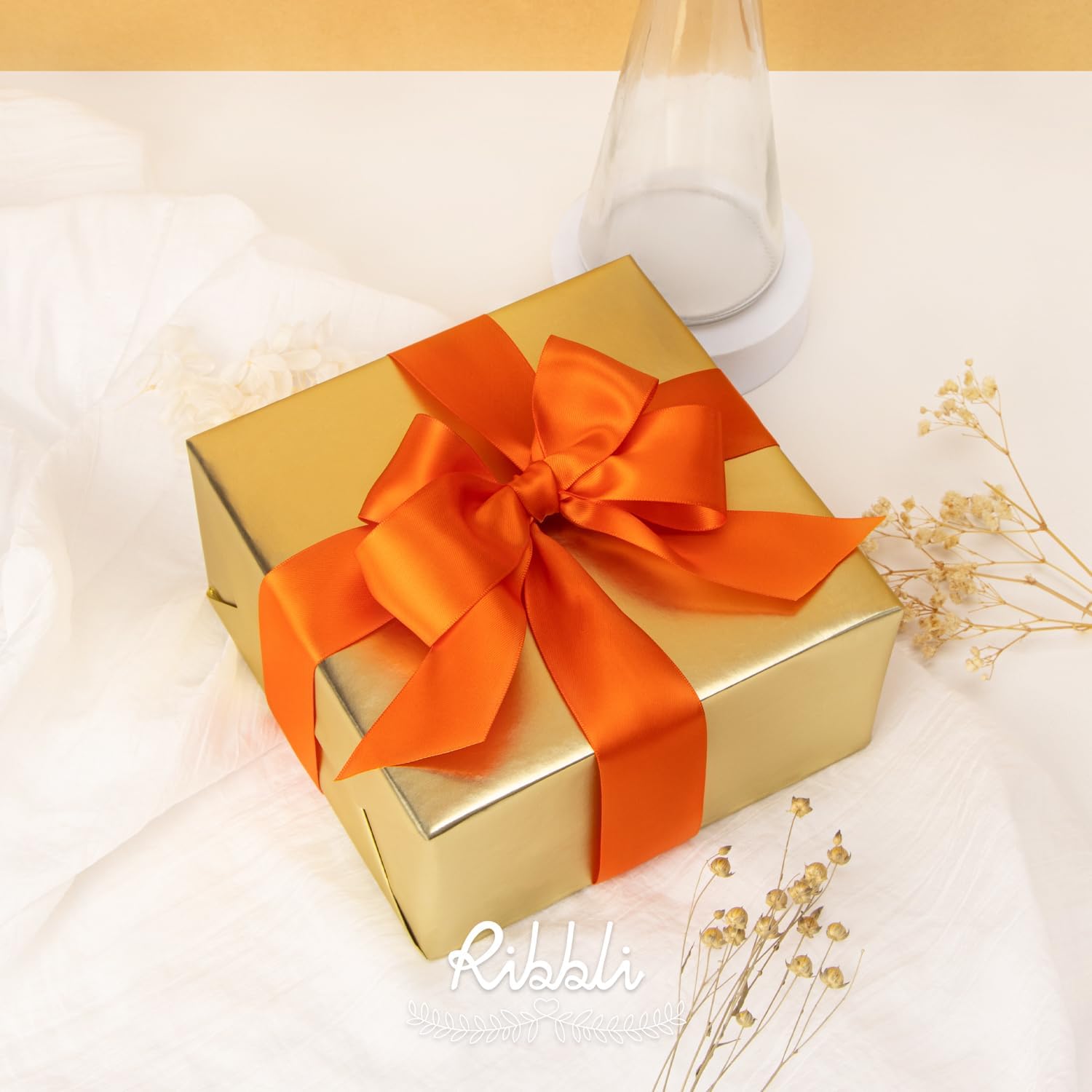 Ribbli Torrid Orange Double Faced Satin Ribbon,1-1/2” x Continuous 25 ...