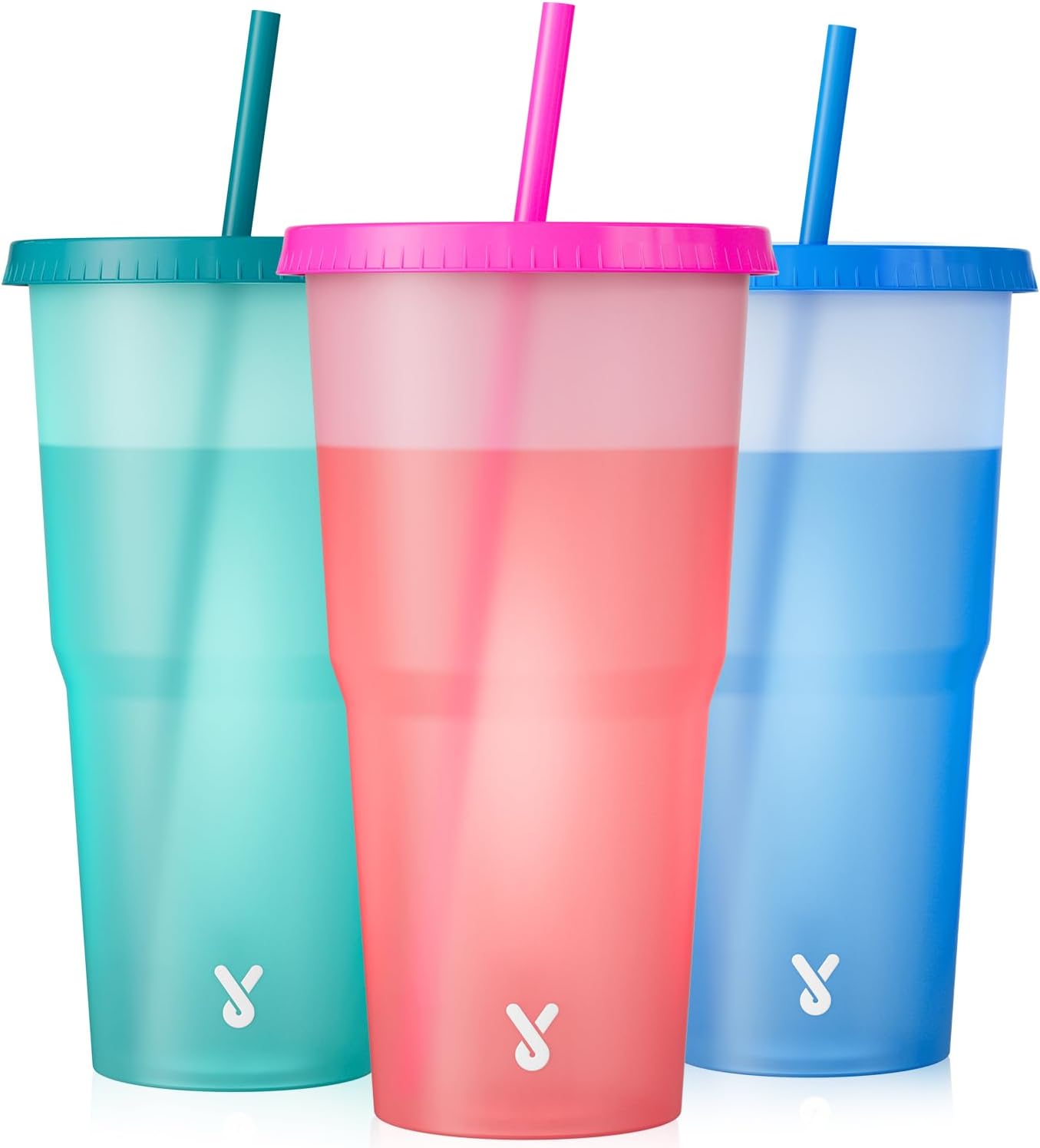 Amazon.com | Meoky Plastic Cups with Lids and Straws - 6 Pack 24 oz ...