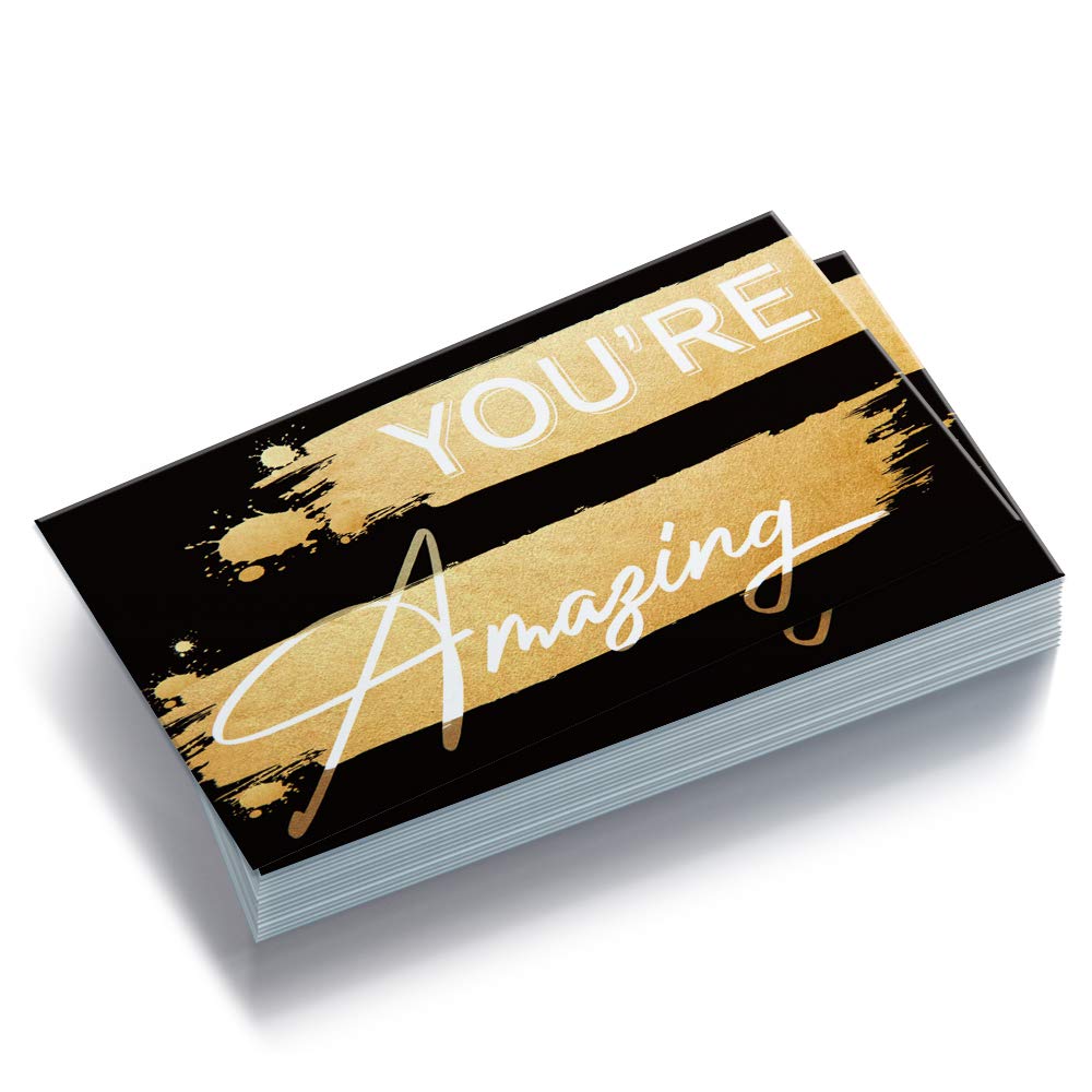 Buy 50 You Are Amazing Thank You Note Cards (3.5" x 2"), Black Gold ...