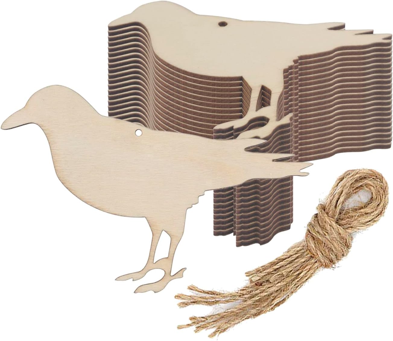 Amazon.com: 40pcs Crow Wood DIY Crafts Cutouts Blank Wooden Crow Shaped ...
