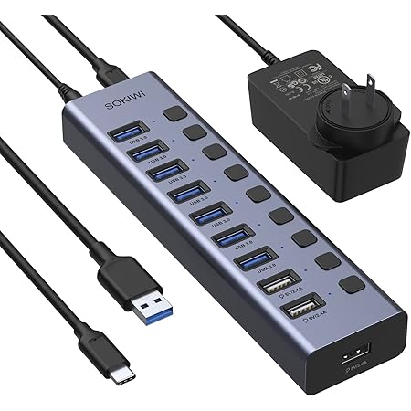 Amazon.com: Powered USB Hub 3.0, Wenter 11-Port USB Splitter Hub (10 ...