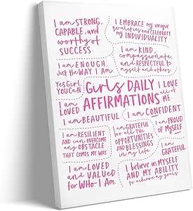 Amazon.com: Daily Affirmations Wall Art Girls Wall Deco Positive ...