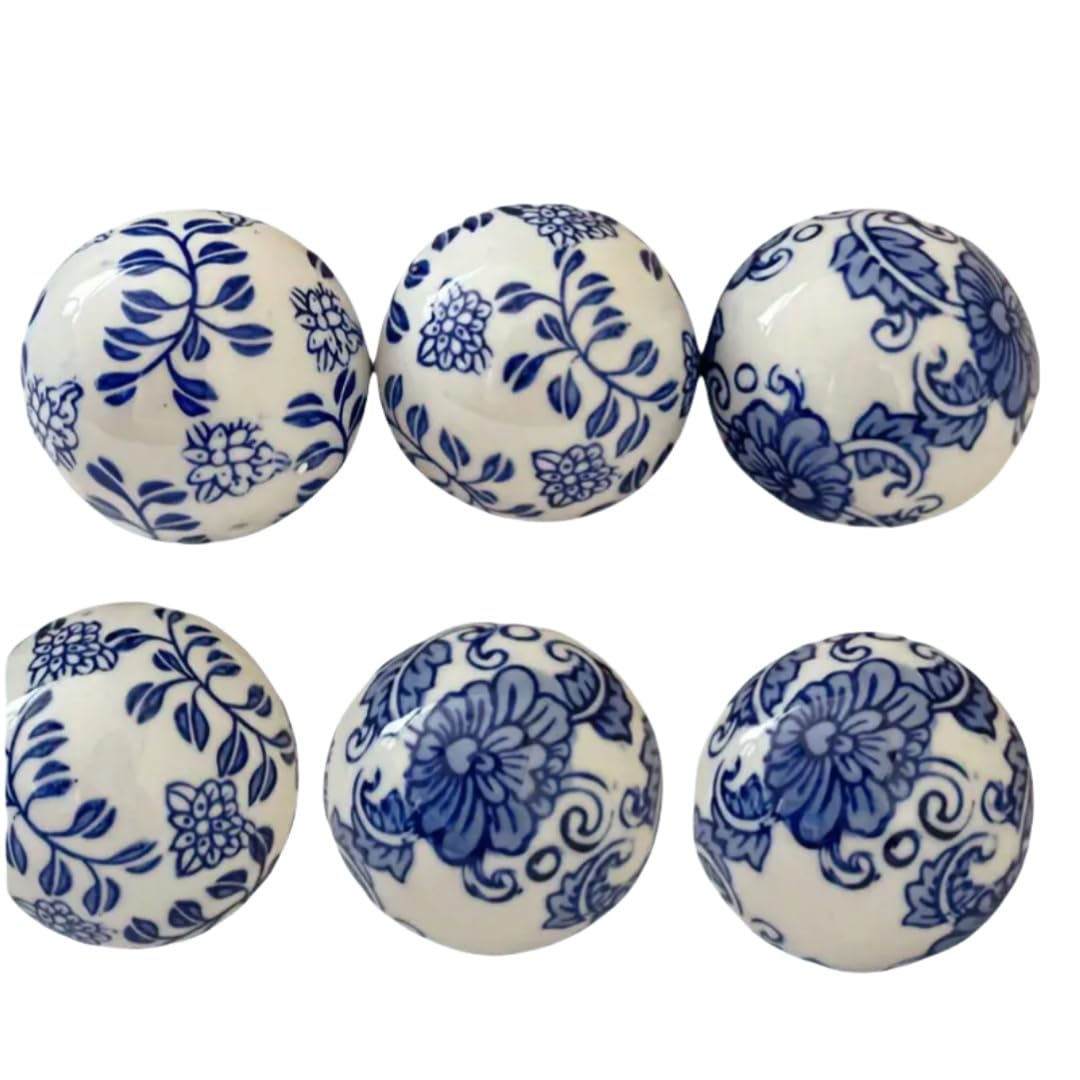 Amazon.com: 6 Pcs Blue and White Porcelain Balls Decorative Chinoiserie ...